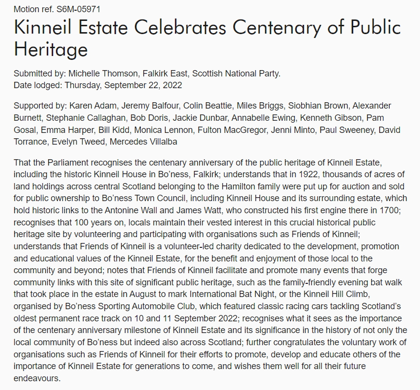 MSPs praise Kinneil and its Friends, before Councillors then sideline ...